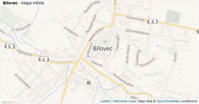 Bílovec - mapy | Kurzy.cz